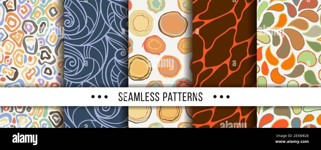 Set of Abstract Seamless Pattern. Collection of elegant patterns for ...