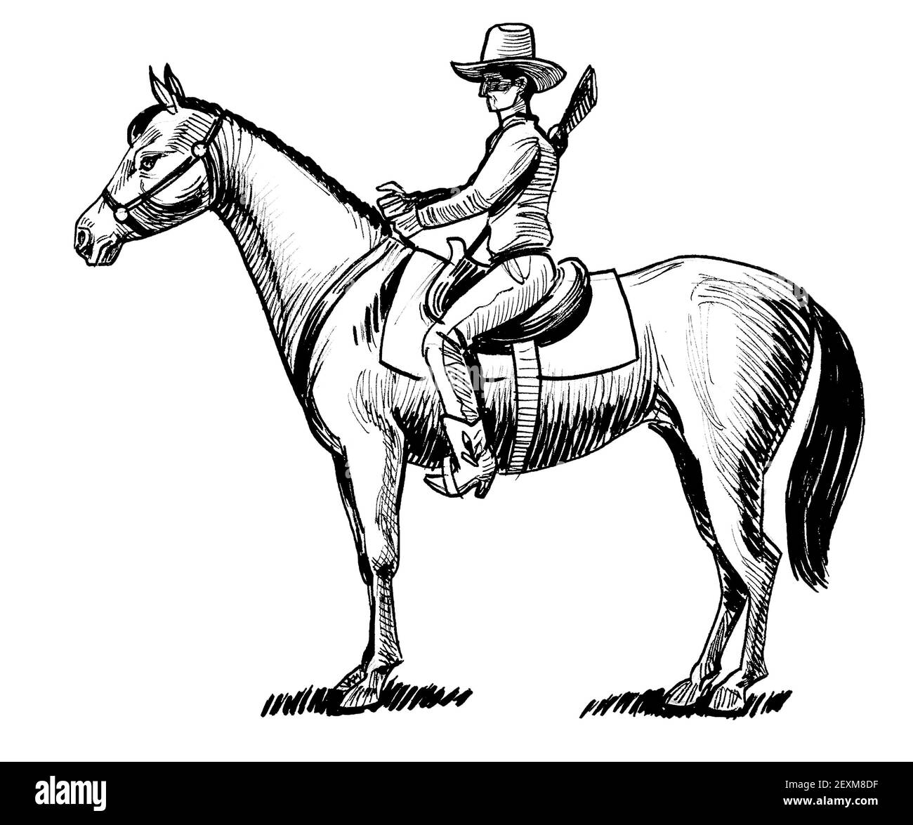 Black cowboy horse Cut Out Stock Images & Pictures - Alamy