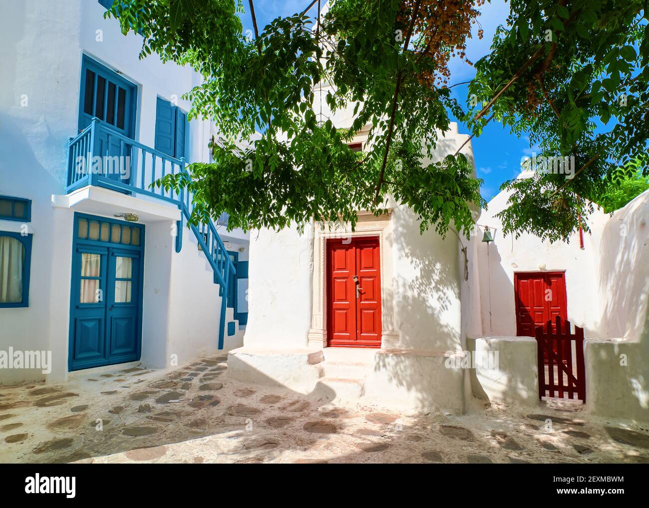 Romantic traditional narrow cobbled streets, beautiful small squares of ...
