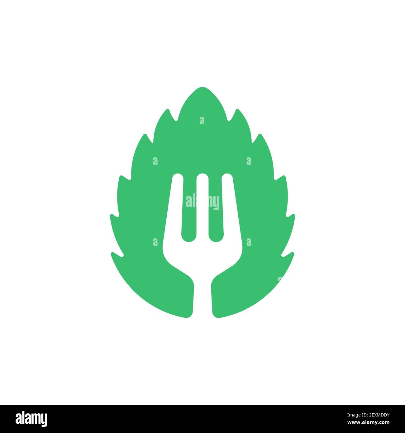 Eco Fork Leaf Symbol. Leaf shape with a fork silhouette. Web Icon Logo ...