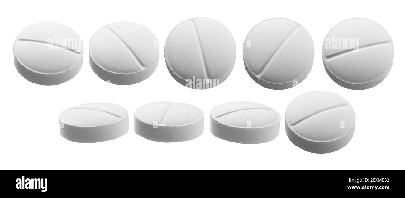 A set of white round tablets. Isolated on a white background Stock ...