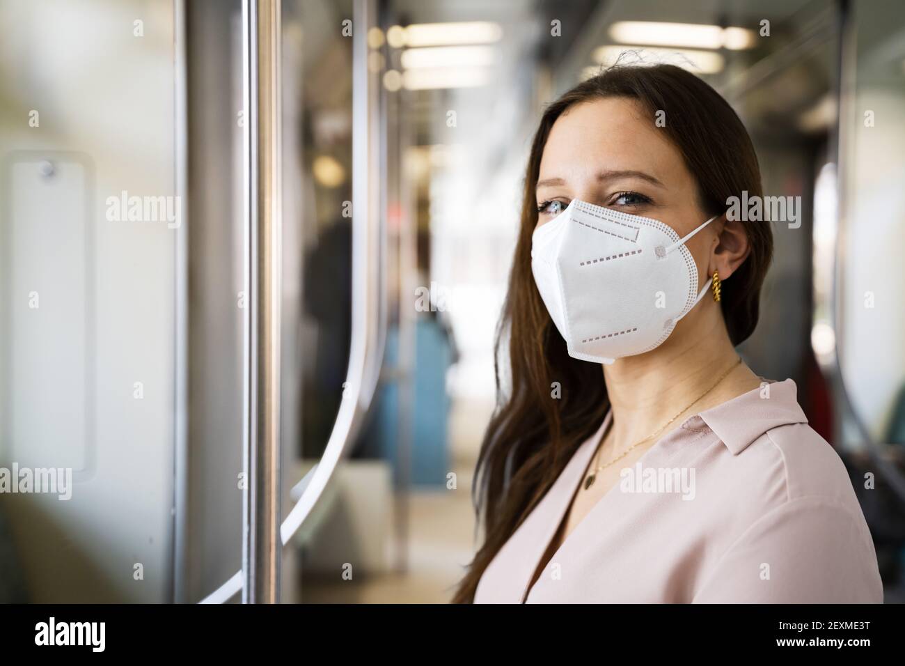 Subway Transport Or Metro With FFP2 Face Mask Stock Photo - Alamy