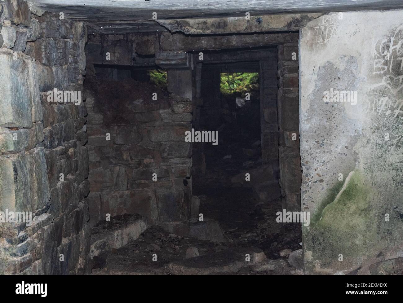 The entrance to the old hideout. Entrance to a stone basement in the ...
