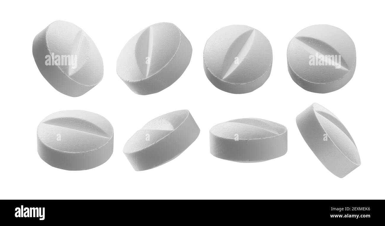 A set of white round tablets. Isolated on a white background Stock ...