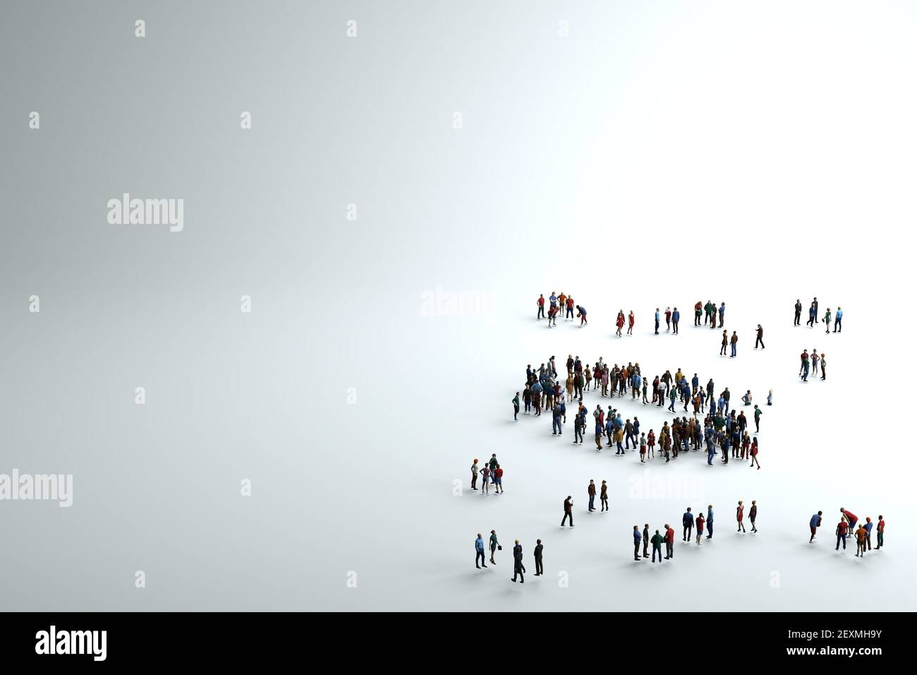 A high angle shot of a group of people on a white background with ...