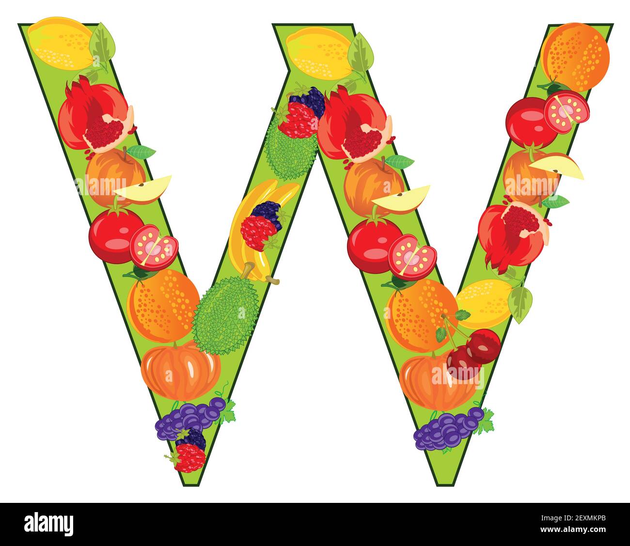 Vector illustration of the decorative letter W english of the alphabet ...