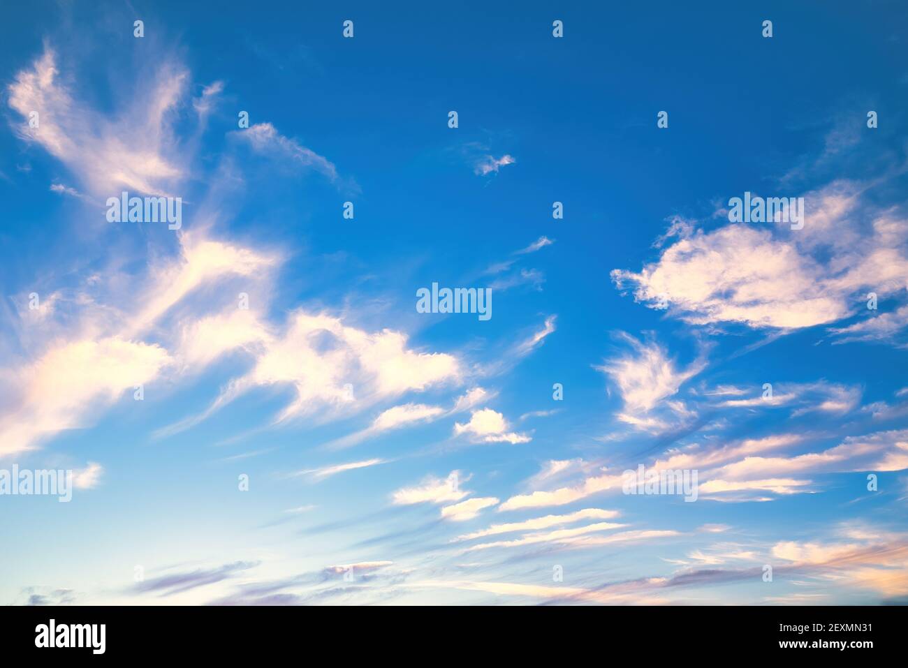 A beautiful blue sky with a cloudy sunset - perfect for wallpaper Stock ...