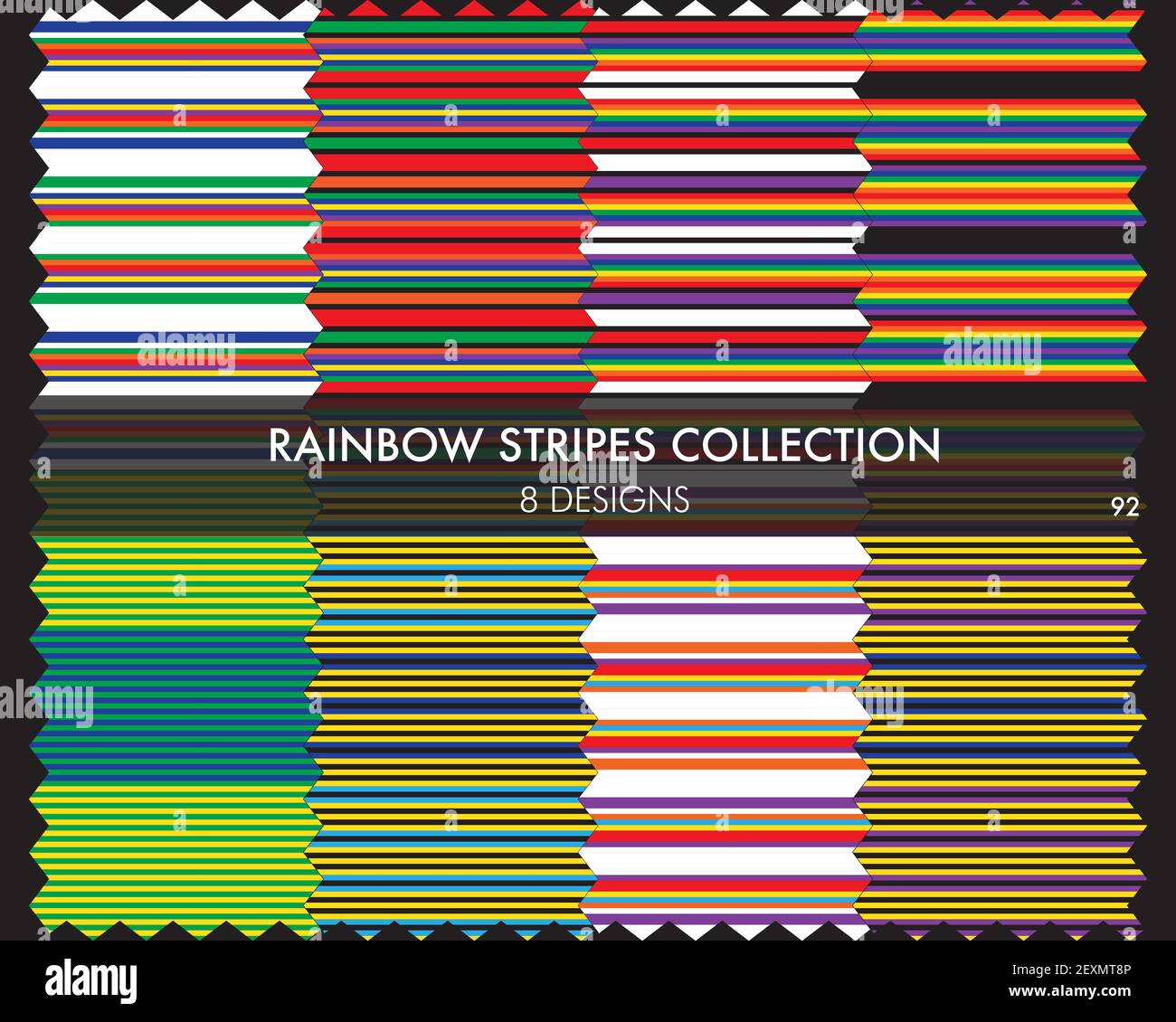 Rainbow striped seamless pattern collection includes 8 design swatches ...