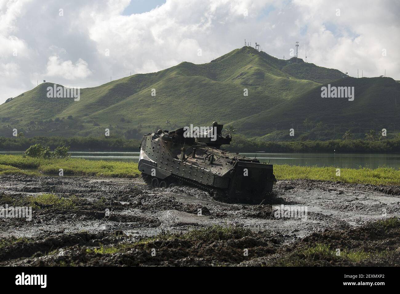U.S. Marines with Combat Assault Company, 3rd Marine Regiment drive an ...
