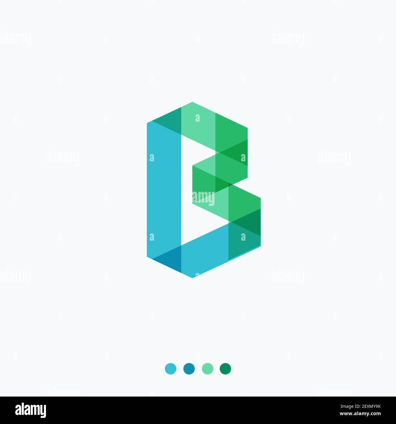 Geometric letter B, monogram from blue tape piece with overlay and ...