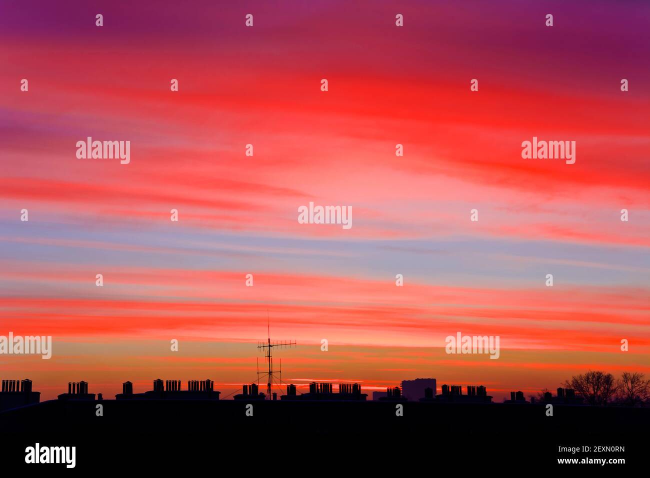 Beautiful multi-colored clouds before sunrise Stock Photo - Alamy