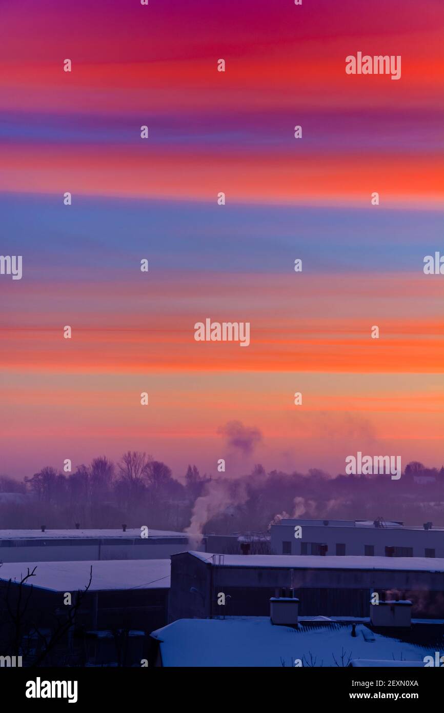 Beautiful multi-colored clouds before sunrise Stock Photo - Alamy