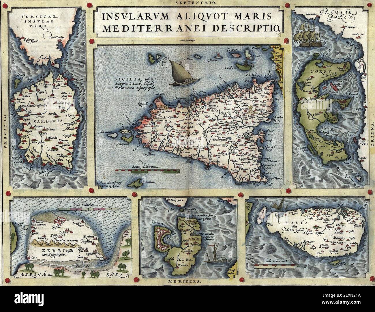 An illustrated historic 16th century world map Stock Photo - Alamy