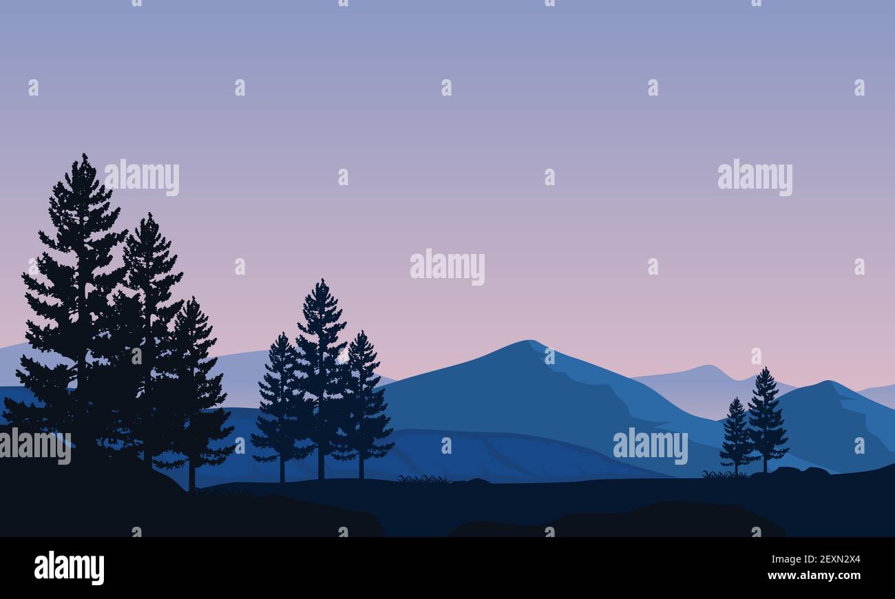 Bright morning sky colors with stunning natural scenery. Vector ...
