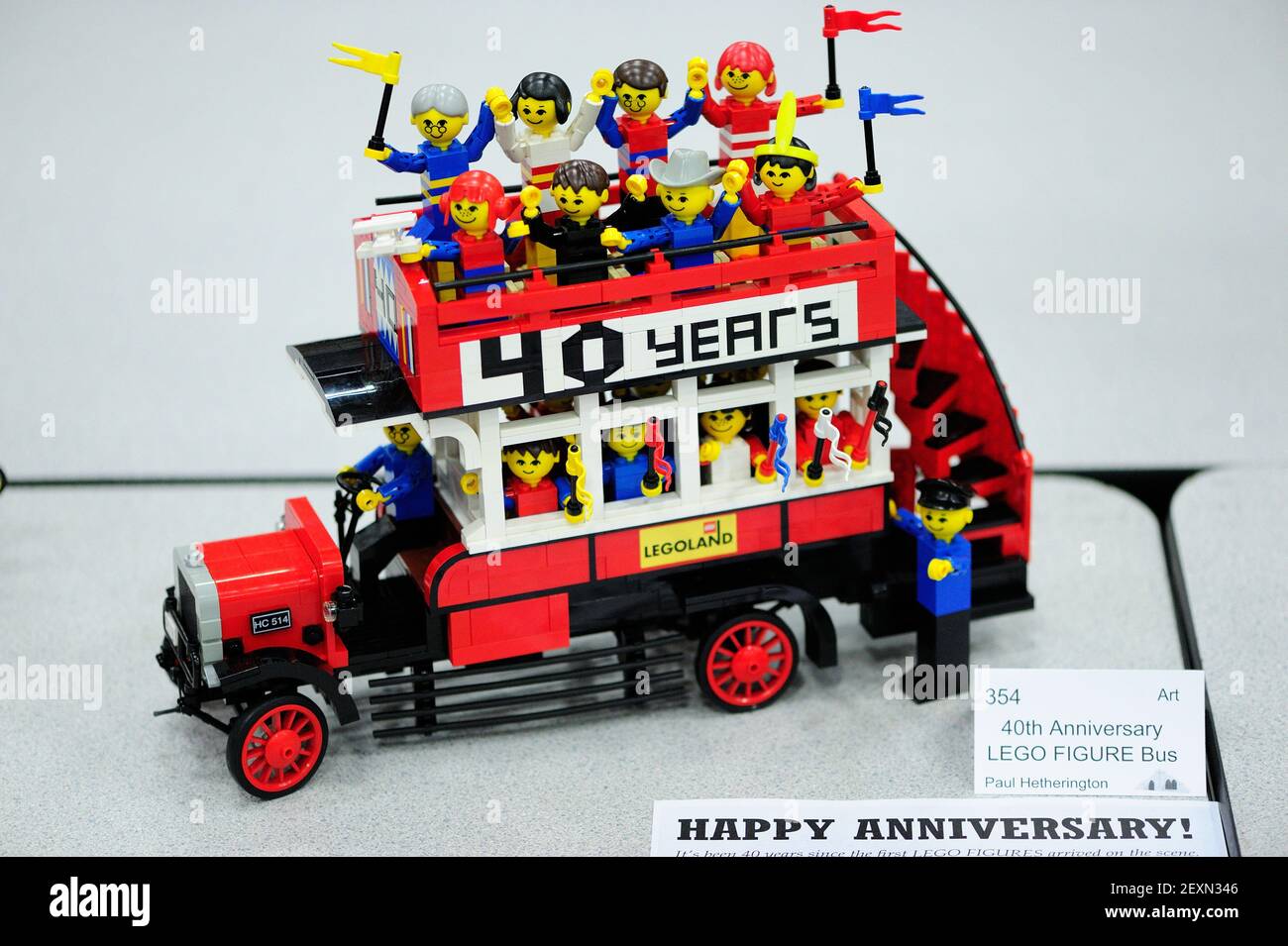 A 40th anniversary Lego bus on display at Bricks Cascade in Portland ...