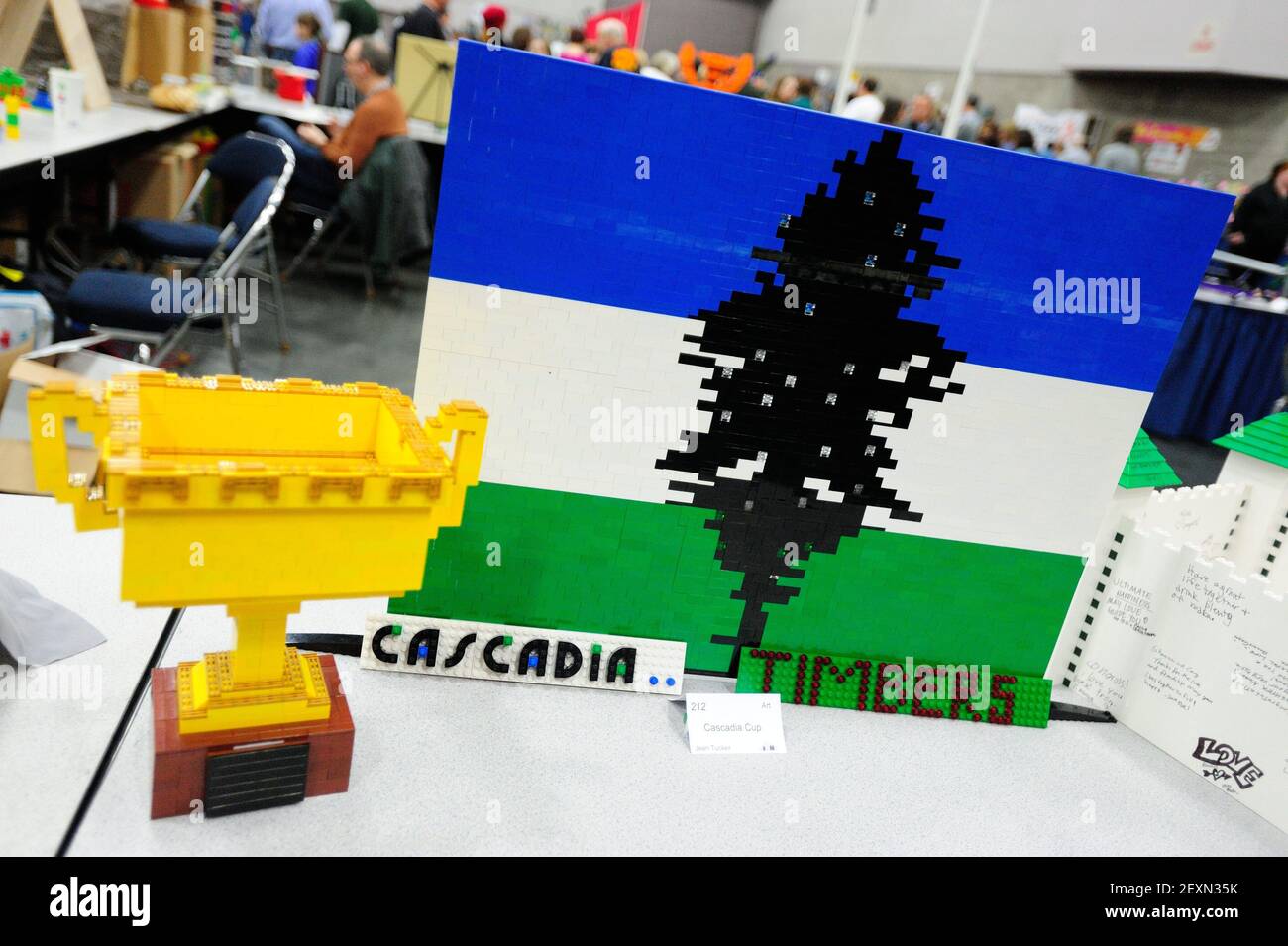 A Cascadia flag, which has become a symbol of the Portland Timbers, on ...