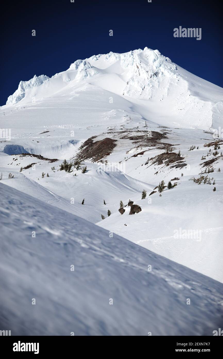 A view of Mount Hood, Oregon's highest peak at 11,250 feet, viewed from ...