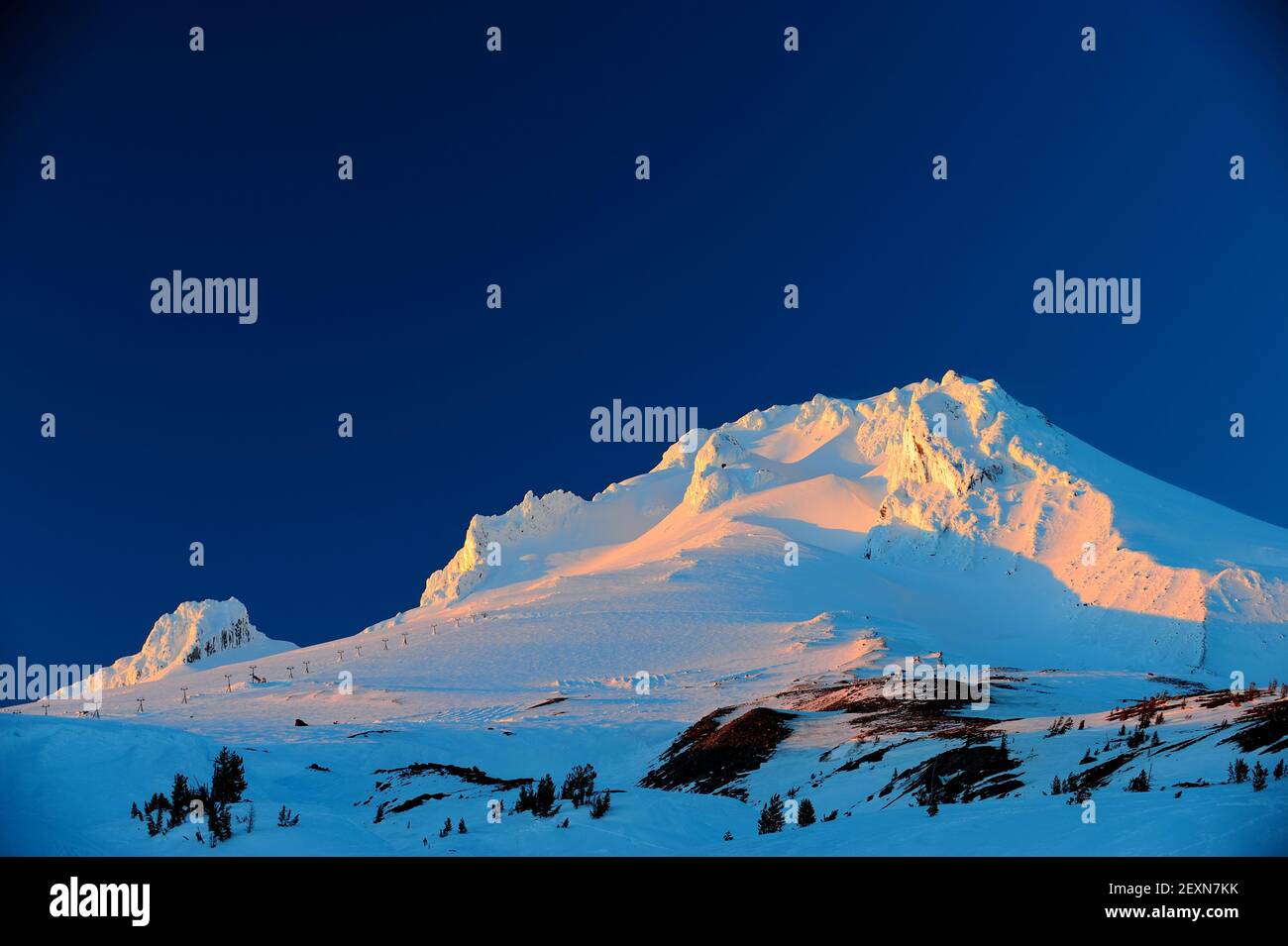 A view of Mount Hood, Oregon's highest peak at 11,250 feet, viewed from ...
