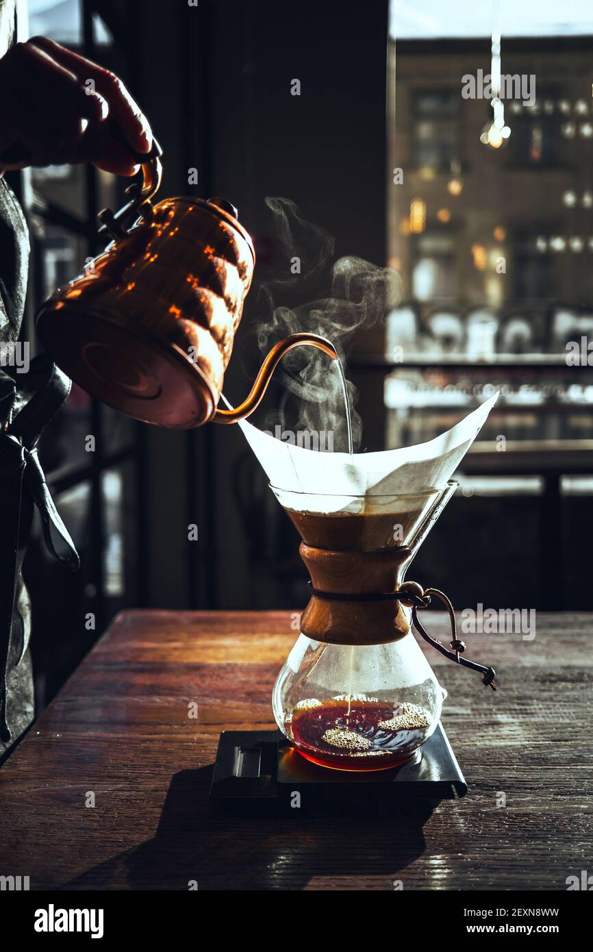 A filter coffee making process Stock Photo - Alamy