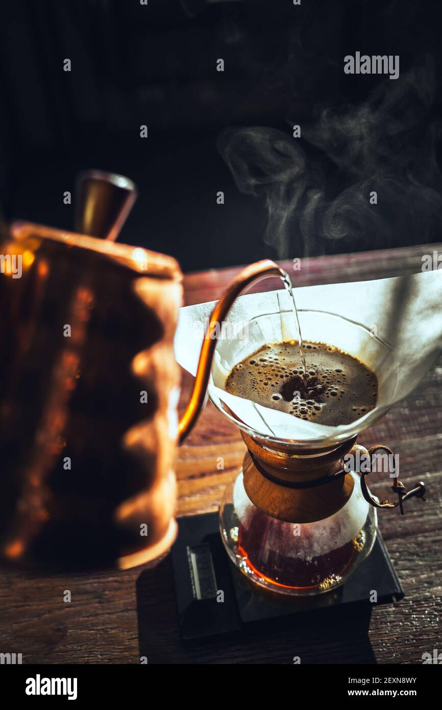 A filter coffee making process Stock Photo - Alamy