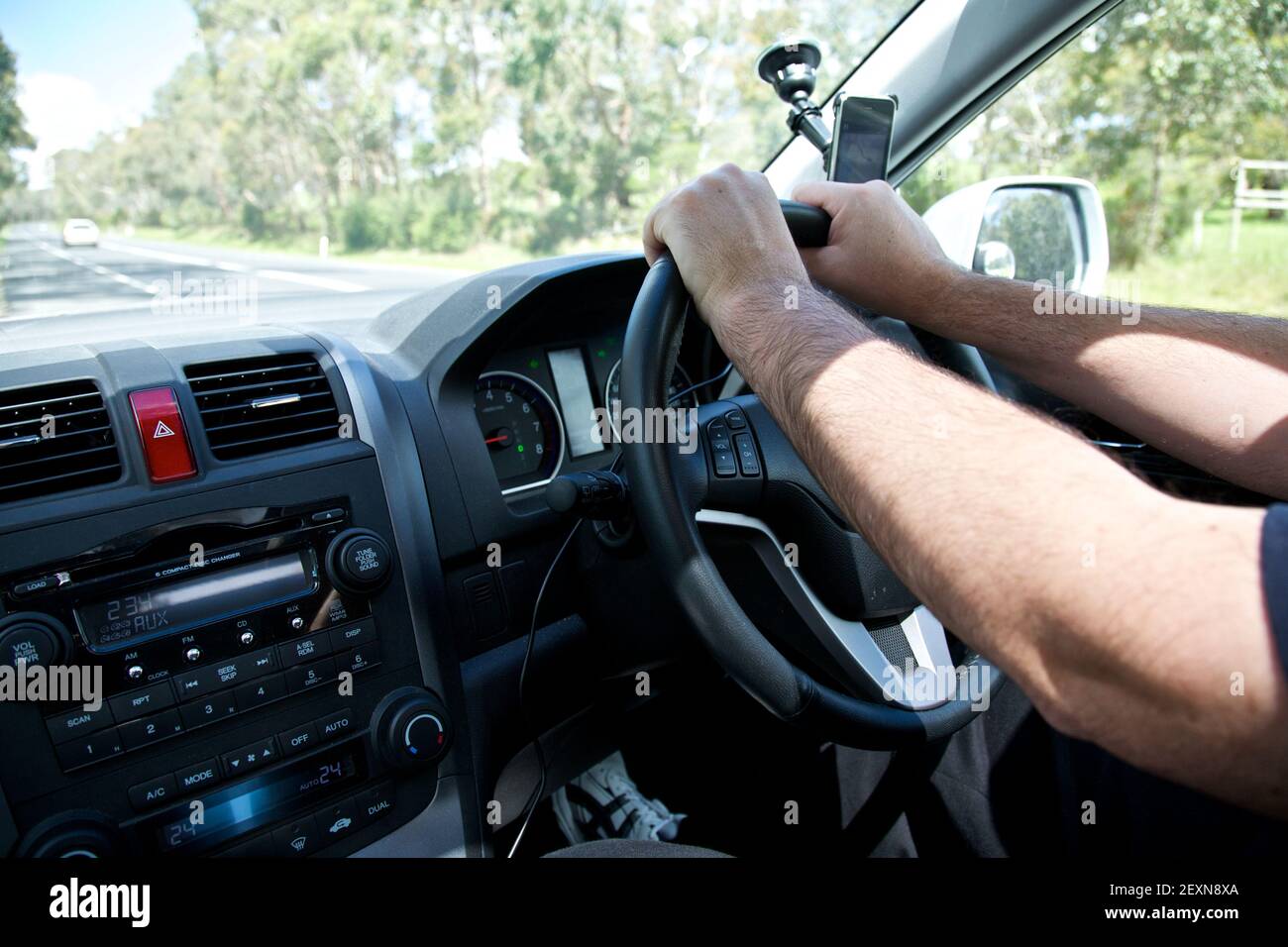 Driving A CAR View Inside GAS Petrol Stock Photo - Alamy