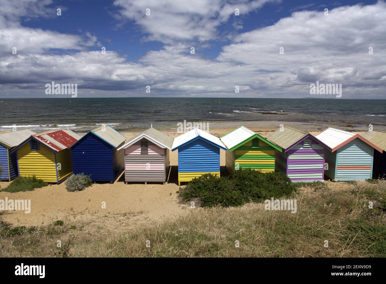Colorful Beach Huts in Australia Stock Photo - Alamy