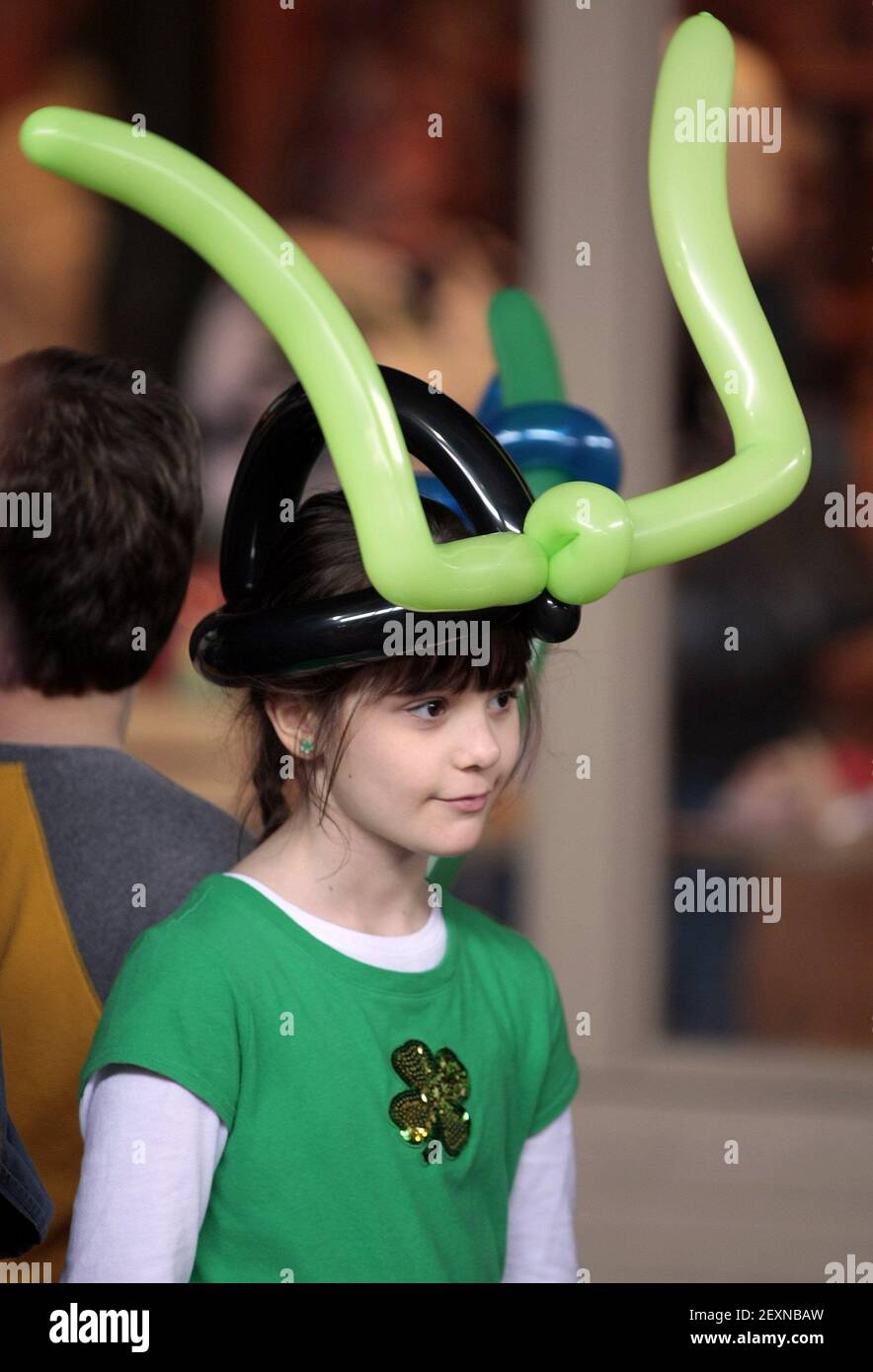 Katelyn Oxley, 9, of Arlington, Texas, sports Irish longhorns made from ...