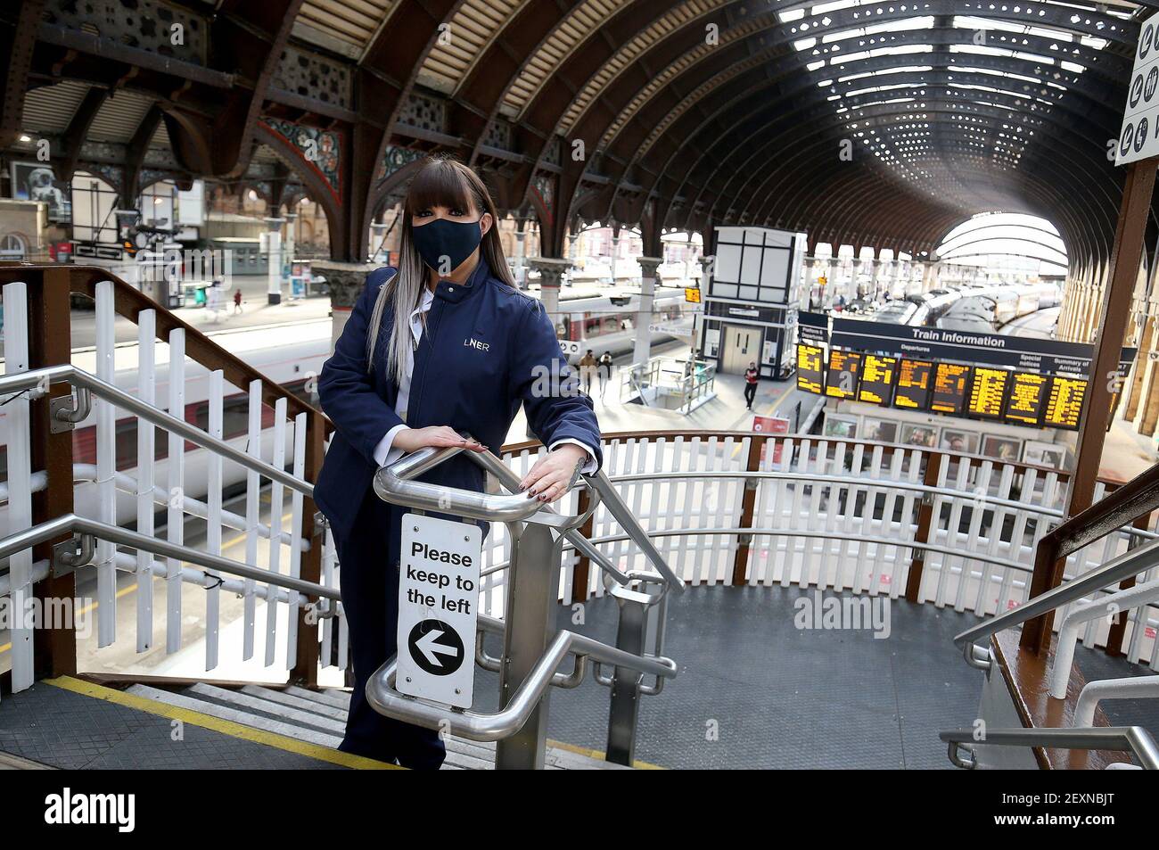 EDITORIAL USE ONLY (left to right) Becky Brown, Train Driver for LNER ...