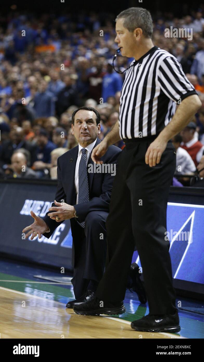 Duke's Mike Krzyzewski has words with official Tim Nester during the ...