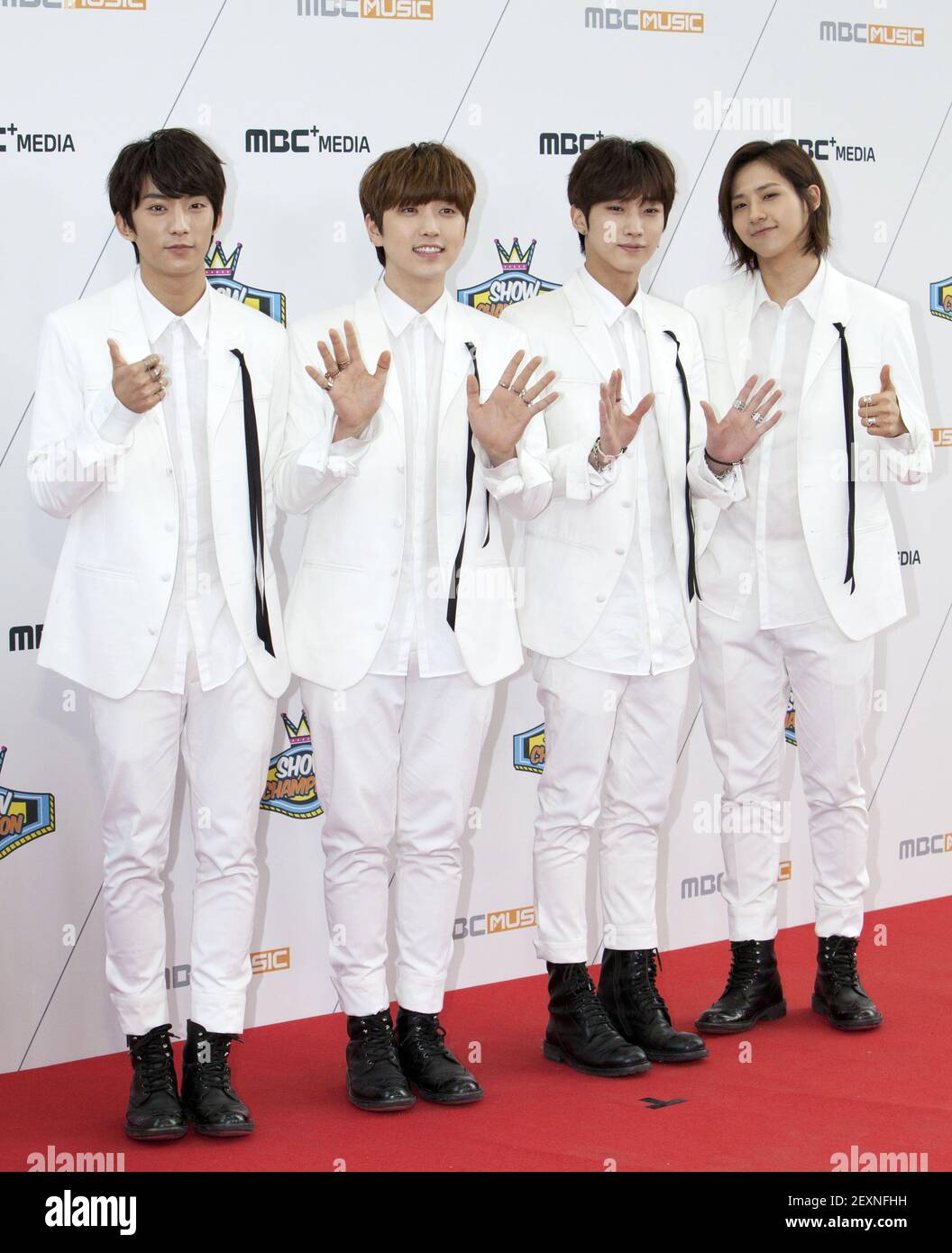19 March 2014 - Goyang, South Korea : (L to R) South Korean Gongchan,Â ...