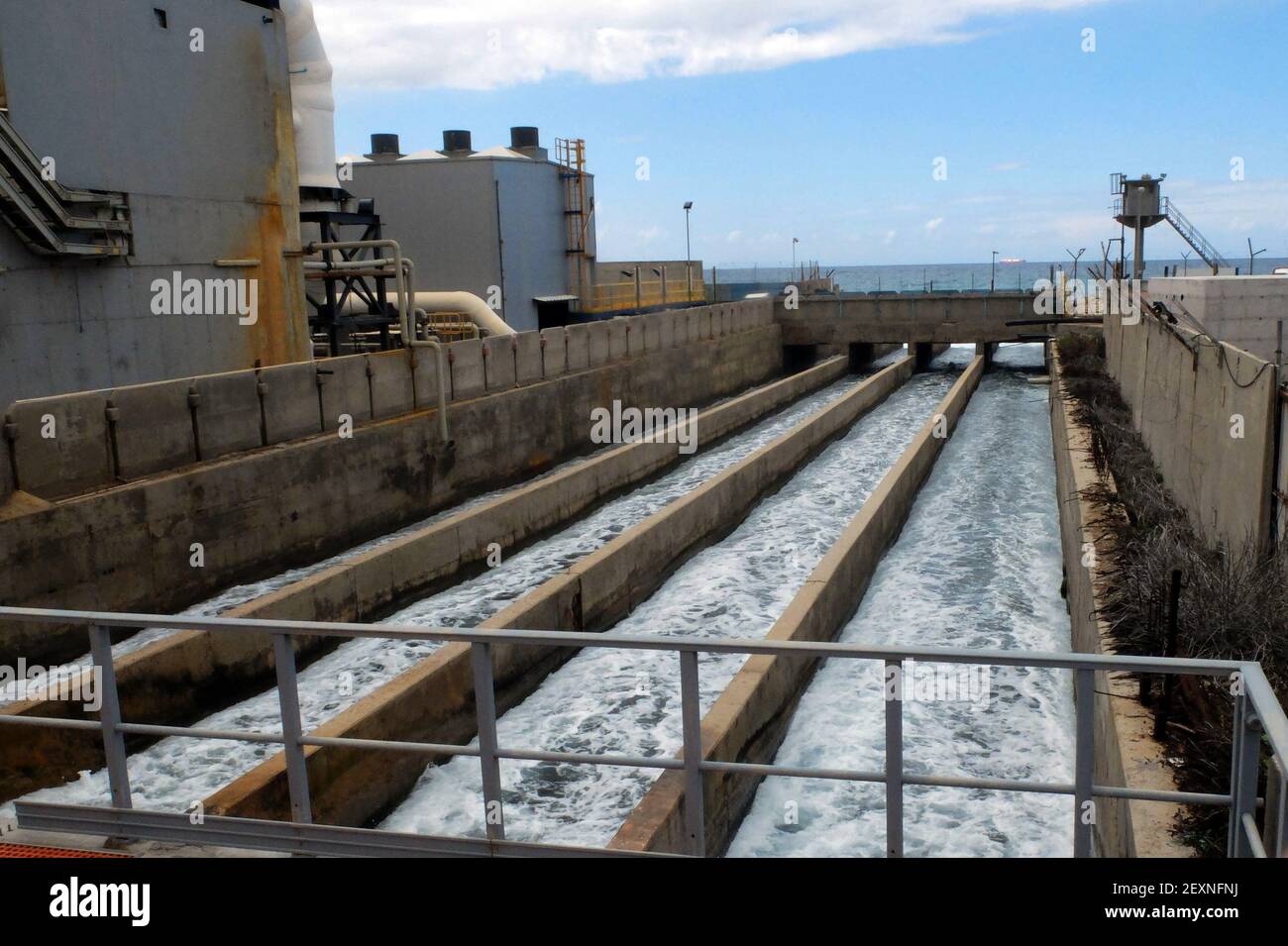 At a water desalination plant on the sea near the northern Israeli town ...