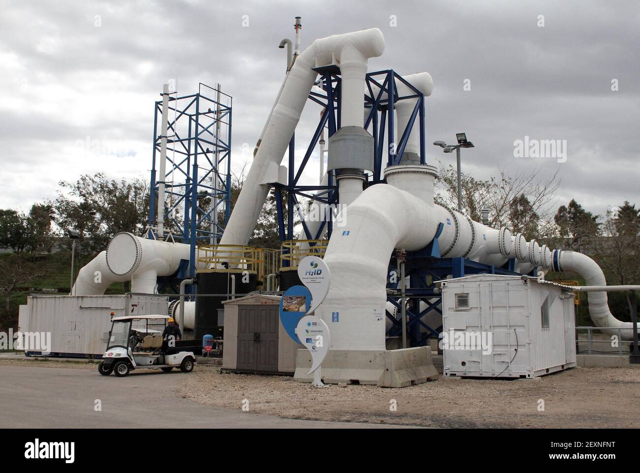 At a water desalination plant on the sea near the northern Israeli town ...