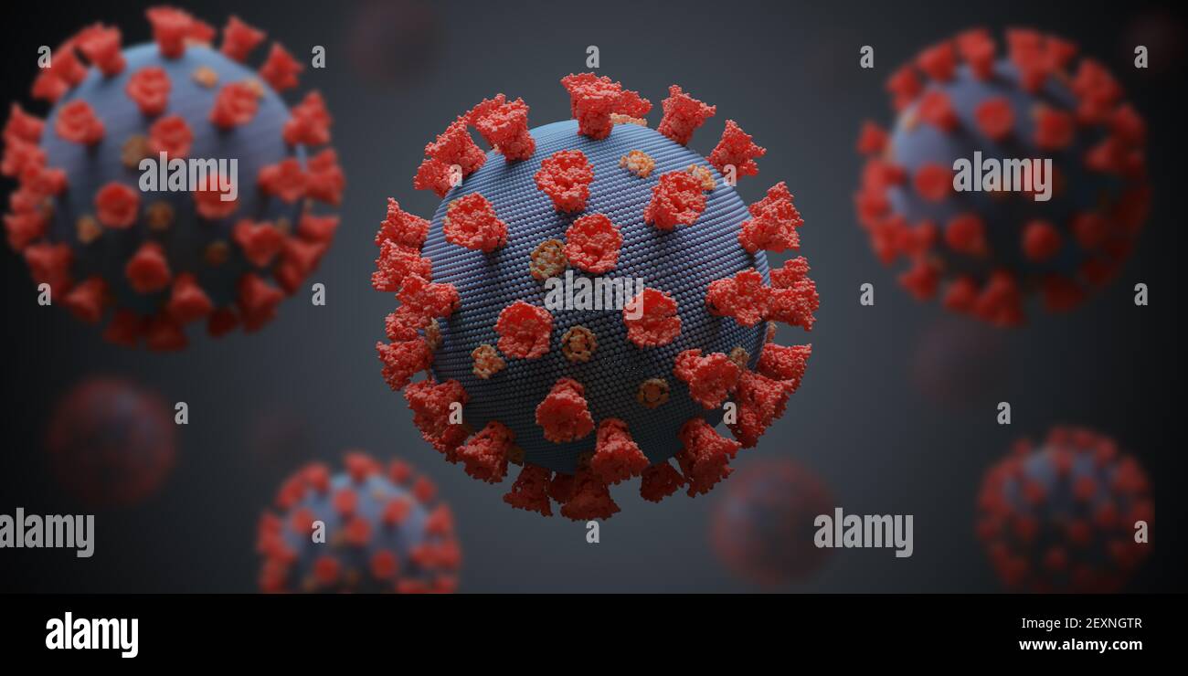 Many pathogenic viruses causing infection. 3D rendered illustration ...
