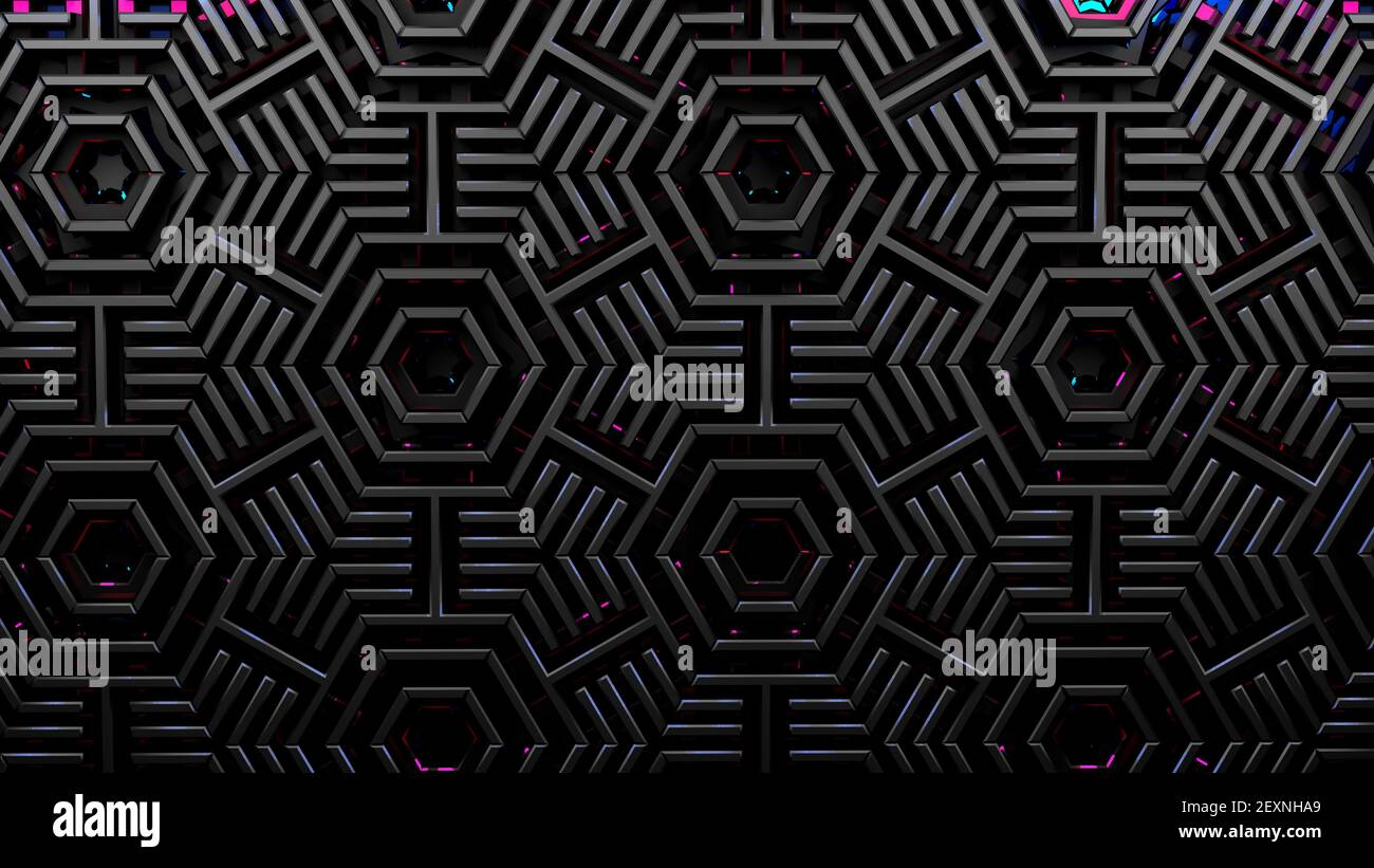 Abstract background with technology styled 3d pattern in hexagonal grid ...