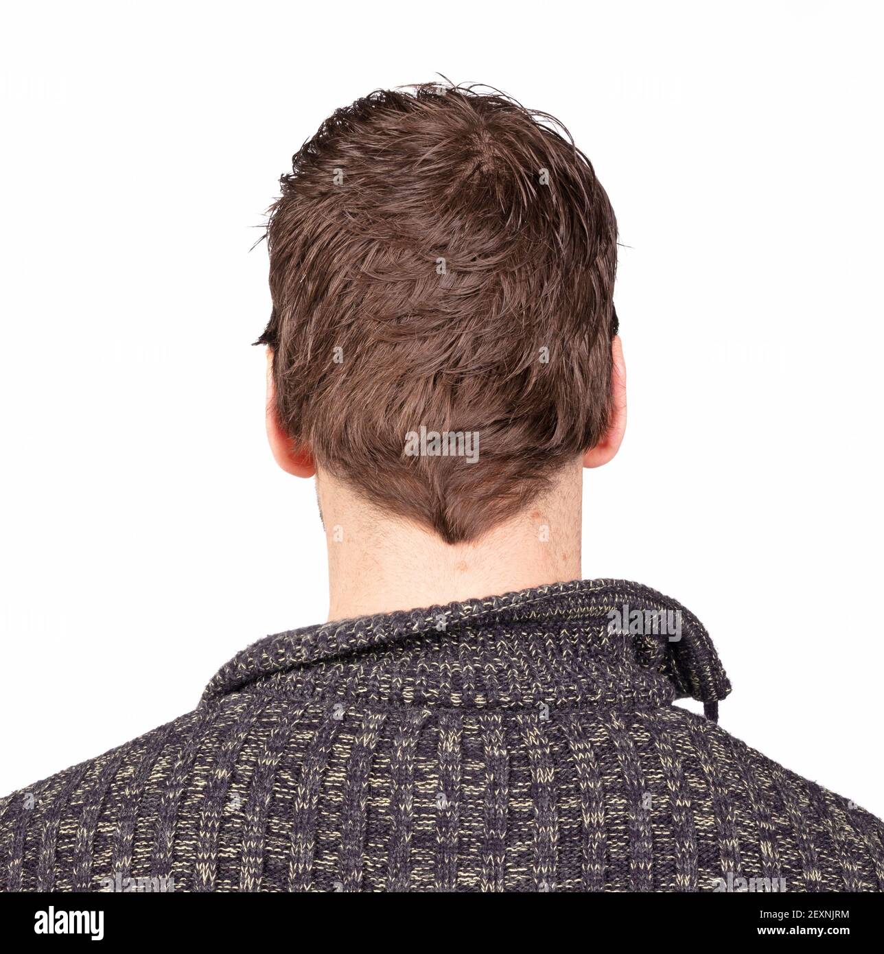 Adult man hair from behind, in need of a haircut, isolated Stock Photo ...