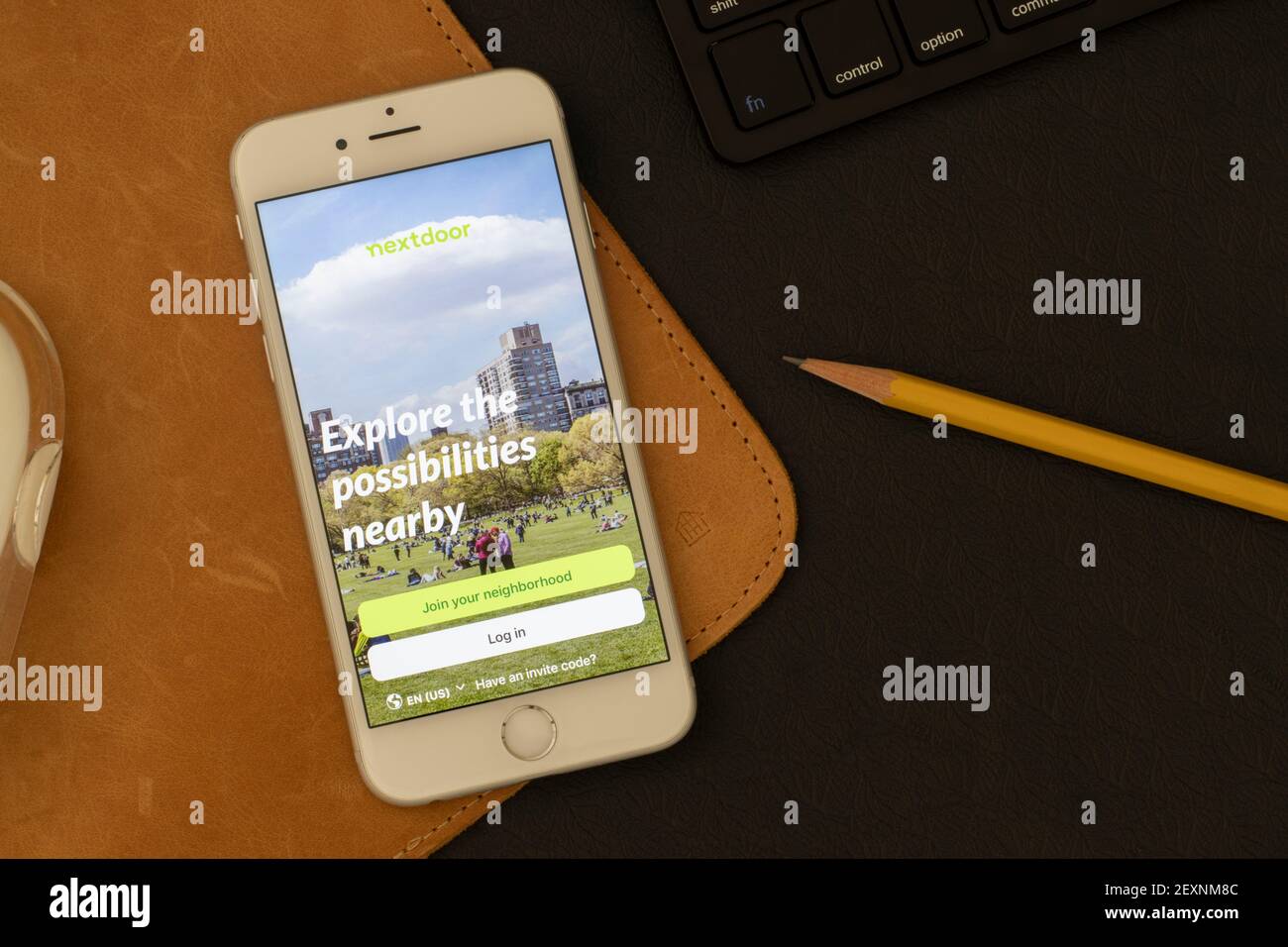 Nextdoor mobile app is launched on an iPhone. Nextdoor is the ...