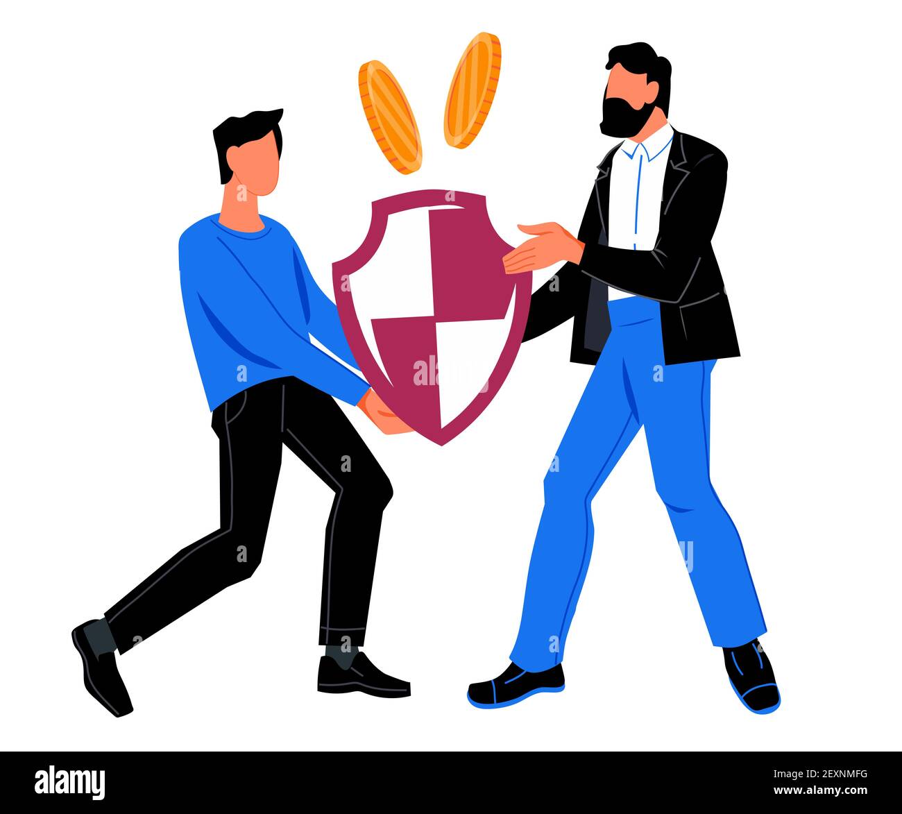 Money safety and secure bank transfers concept with business people ...