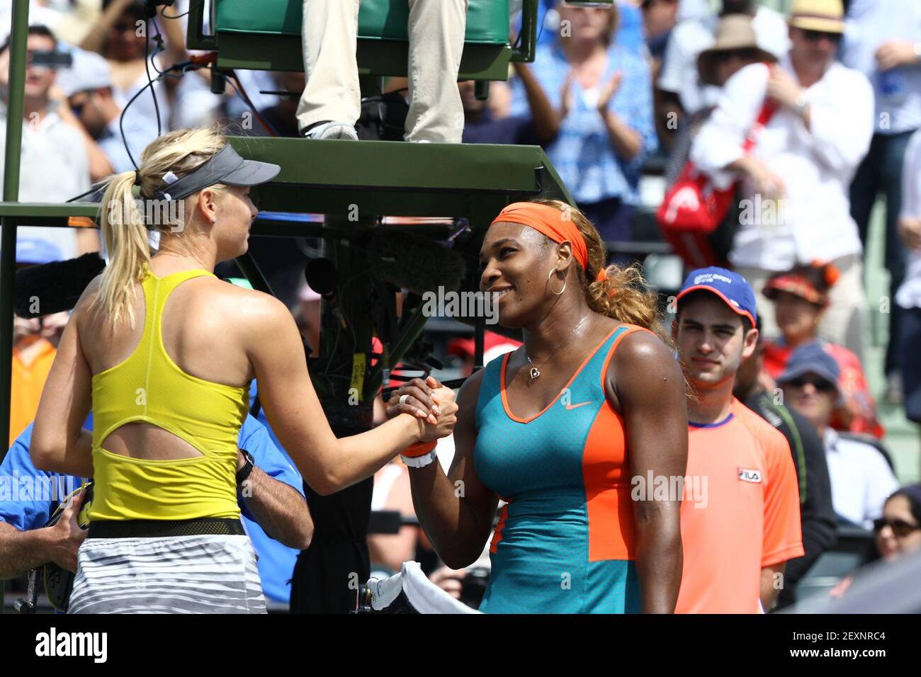 Serena Williams (USA) shakes hands with Maria Sharapova after defeating ...