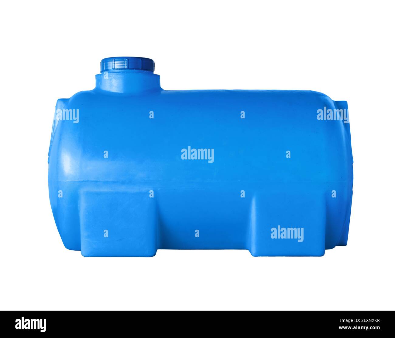 Blue plastic water tank isolated on white Stock Photo - Alamy