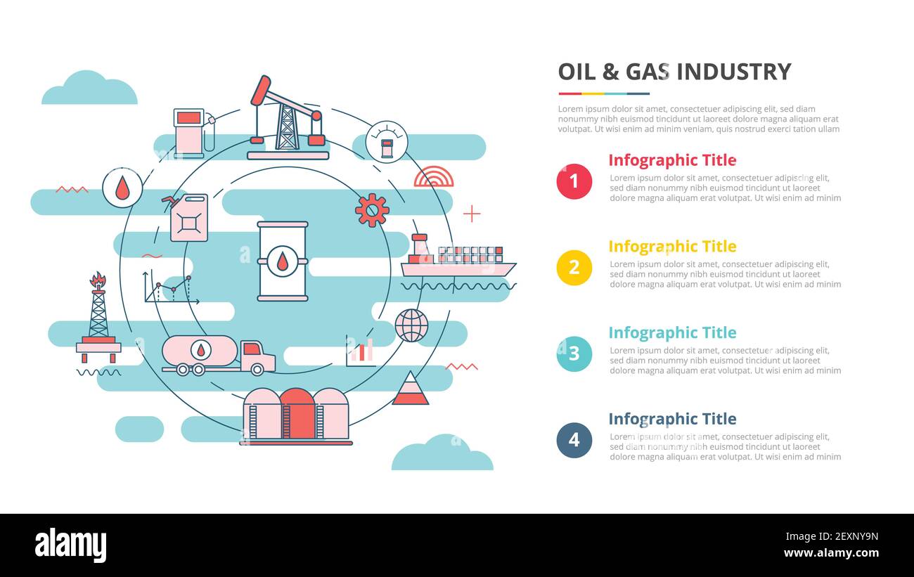 oil and gas industry concept for infographic template banner with four point list information ...