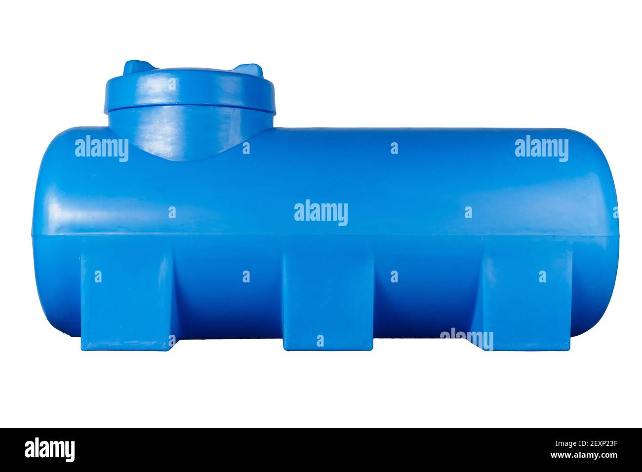 Blue plastic water tank isolated on white Stock Photo - Alamy