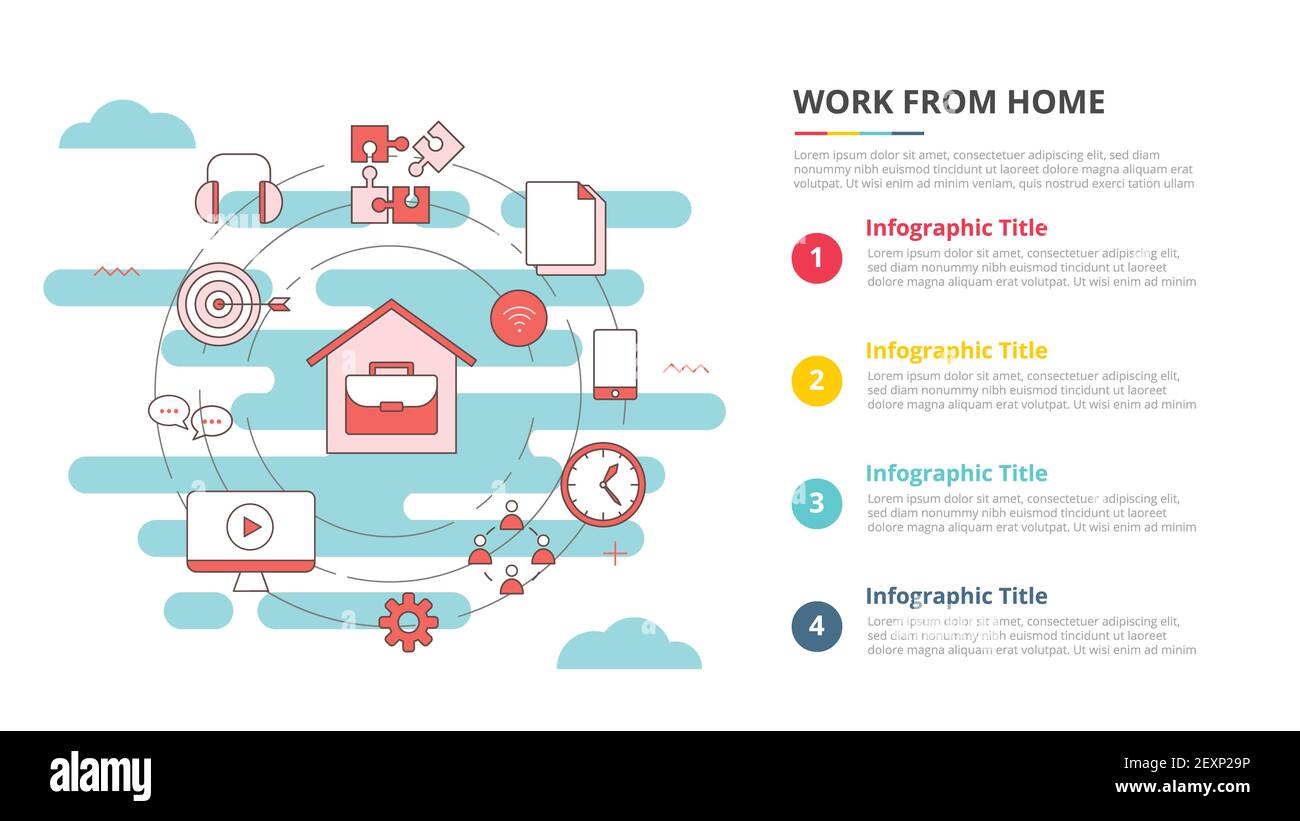 wfh work from home concept for infographic template banner with four ...