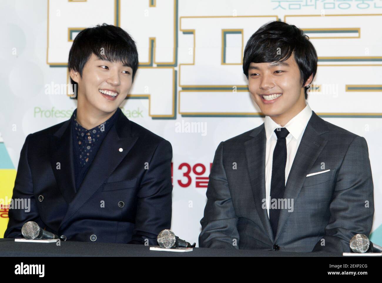 27 March 2014 - Seoul, South Korea : (L to R) South Korean actor Yoon ...