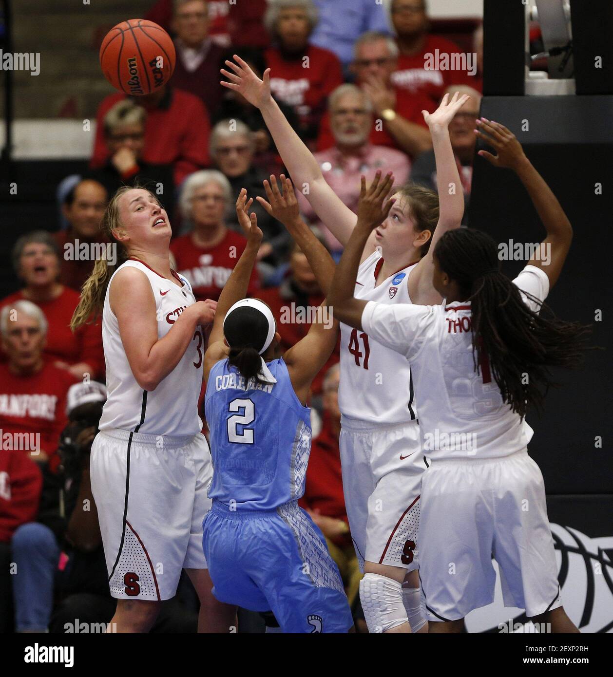 Stanford Cardinal's Mikaela Ruef, left, Bonnie Samuelson (41) and Lili ...