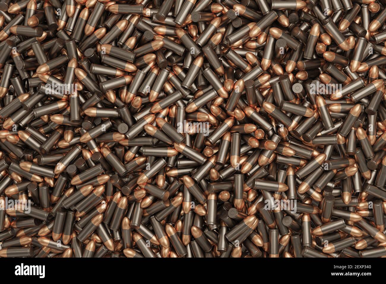 Many bullets in background. Military concept. 3D rendered illustration ...