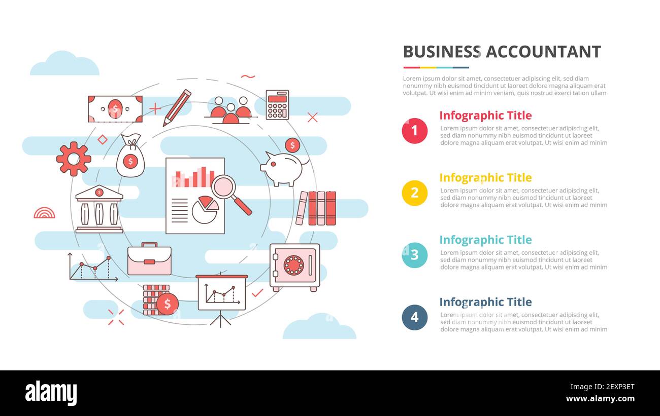 business accountant concept for infographic template banner with four point list information ...