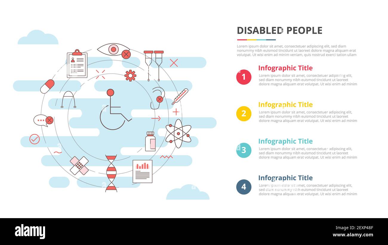 disabled day concept for infographic template banner with four point ...