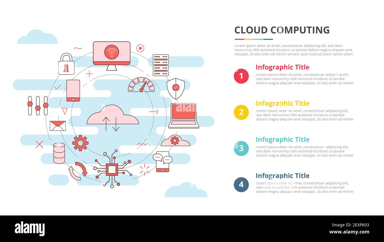 cloud computing concept for infographic template banner with four point ...