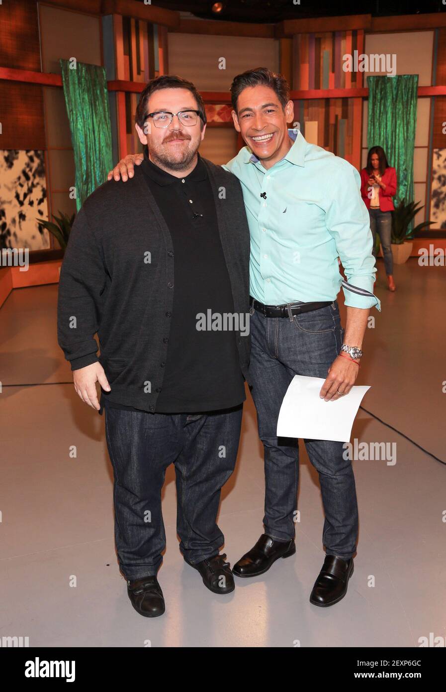 Actor Nick Frost and Johnny Lozada are seen on the set of "Despierta ...