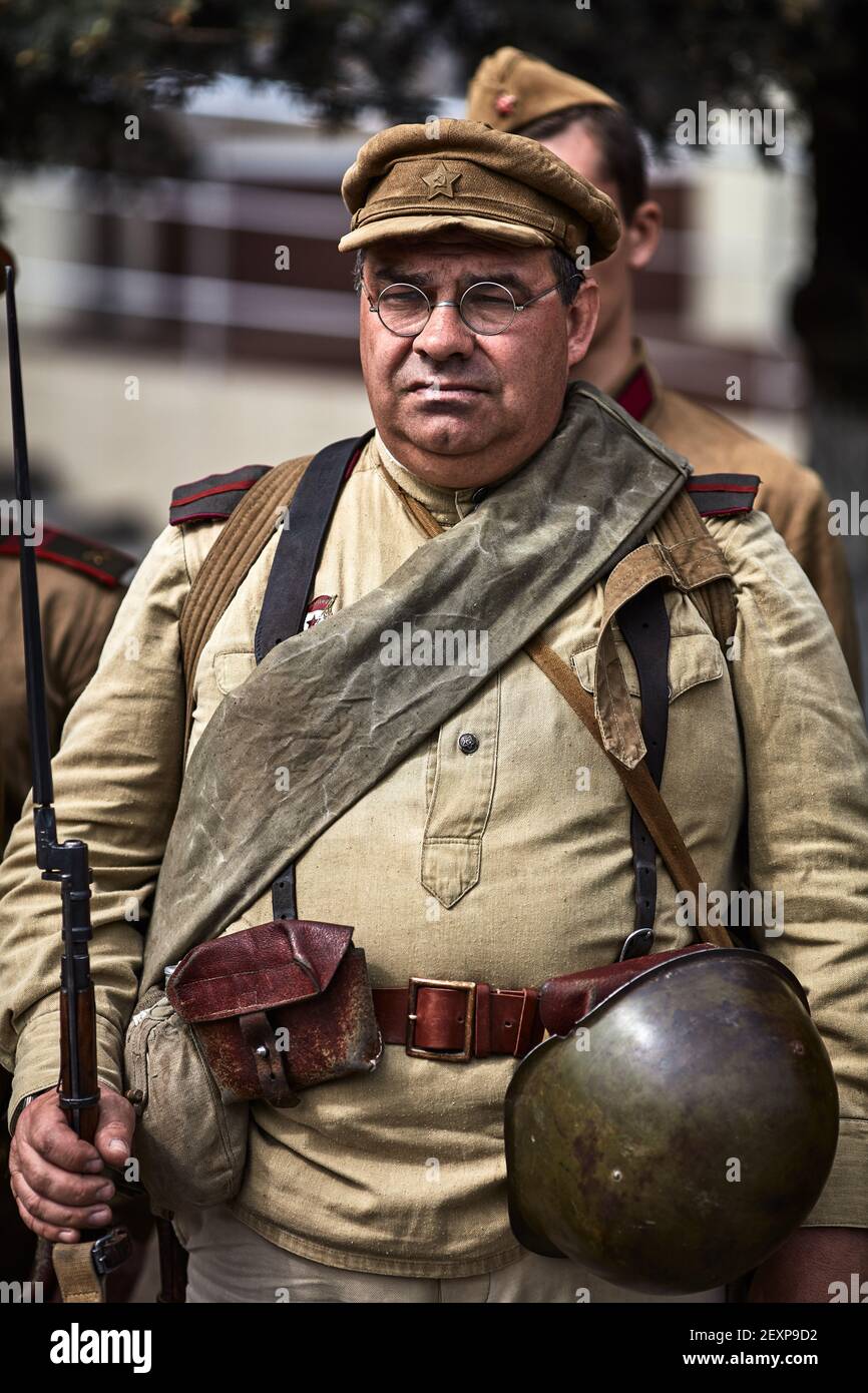 People in military uniform in honor of the Victory Day holiday ...